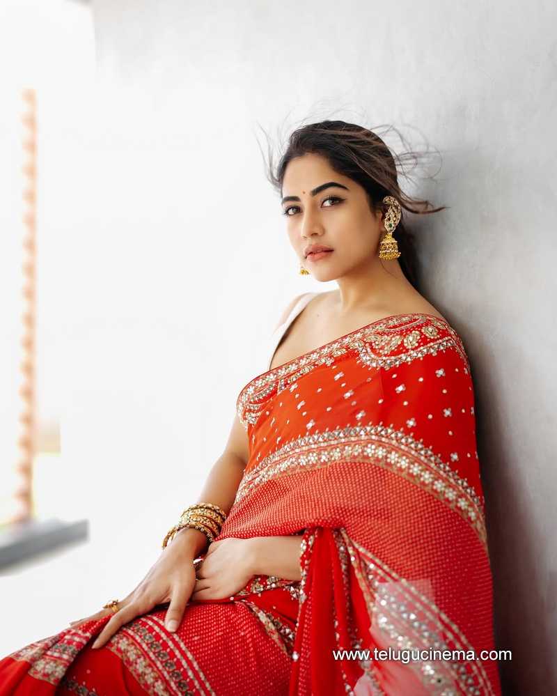 Sampada in her Red Saree